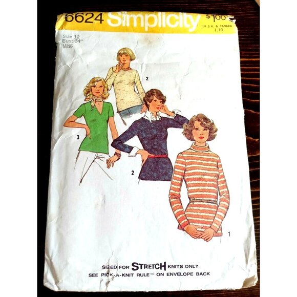 Simplicity | Office | Vintage 974 Simplicity 6624 Long Sleeve Knit Tops ...